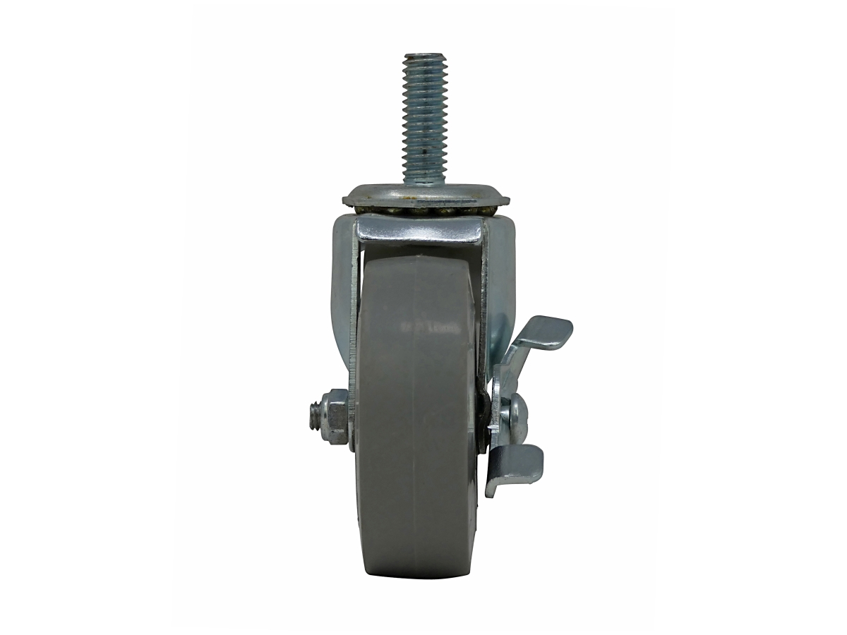 2-1/2-Inch Threaded Stem TPR Caster with Brake, 90-lb Load Capacity ...