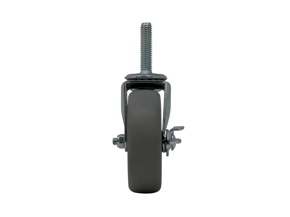 3-Inch Threaded Stem TPR Caster with Brake, 110-lb Load Capacity ...