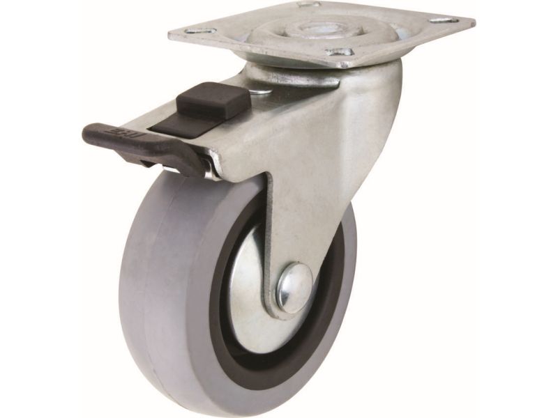 3-Inch Medium Duty Plate Caster with Brake, 121-lb Load Capacity ...