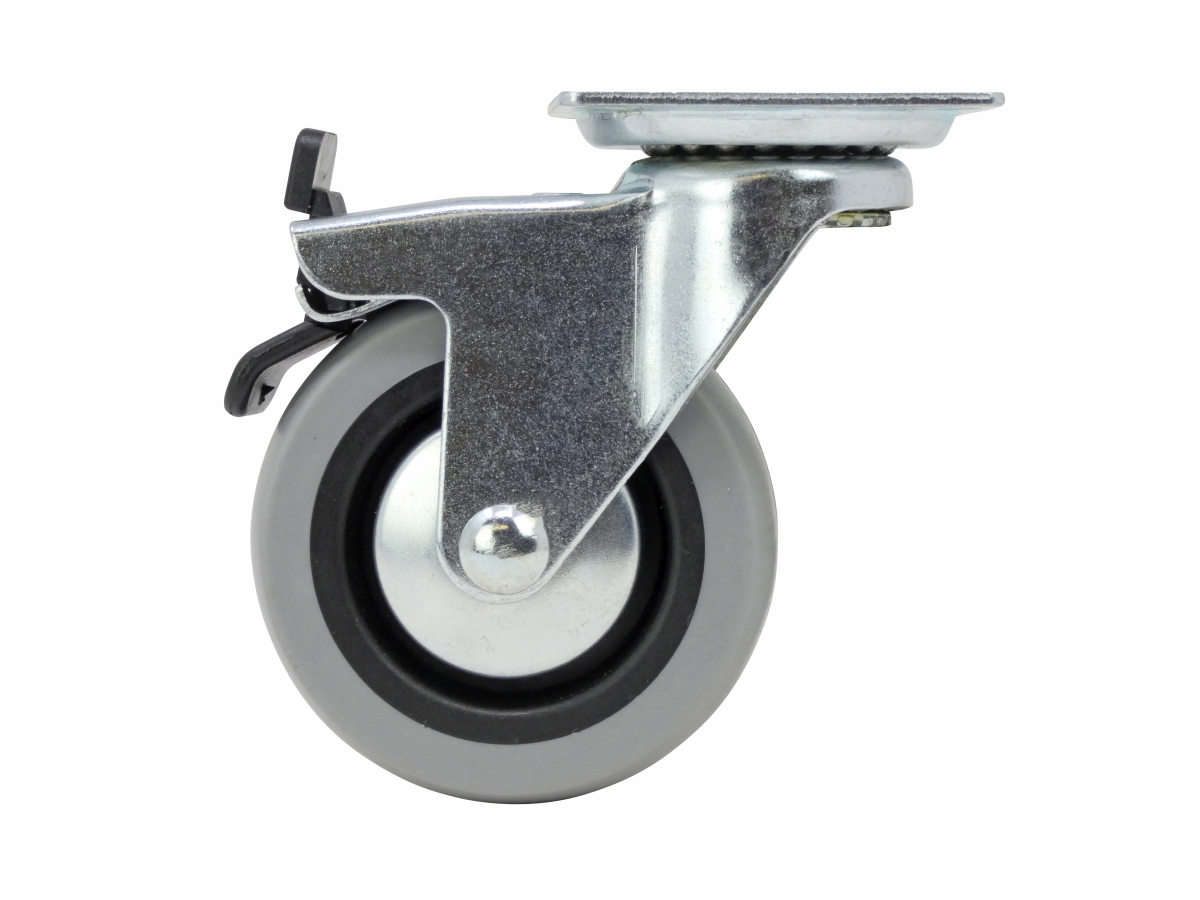 3-Inch Medium Duty Plate Caster with Brake, 121-lb Load Capacity ...