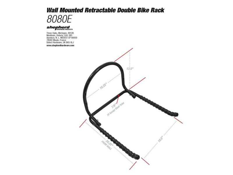 Fold-Away Wall Mounted Dual Bike Rack, Black – Shepherd Hardware