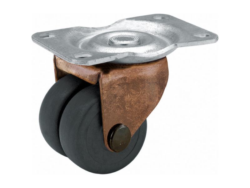 2-Inch Dual Wheel Swivel Plate Soft Rubber Caster, 160-lb Load Capacity ...