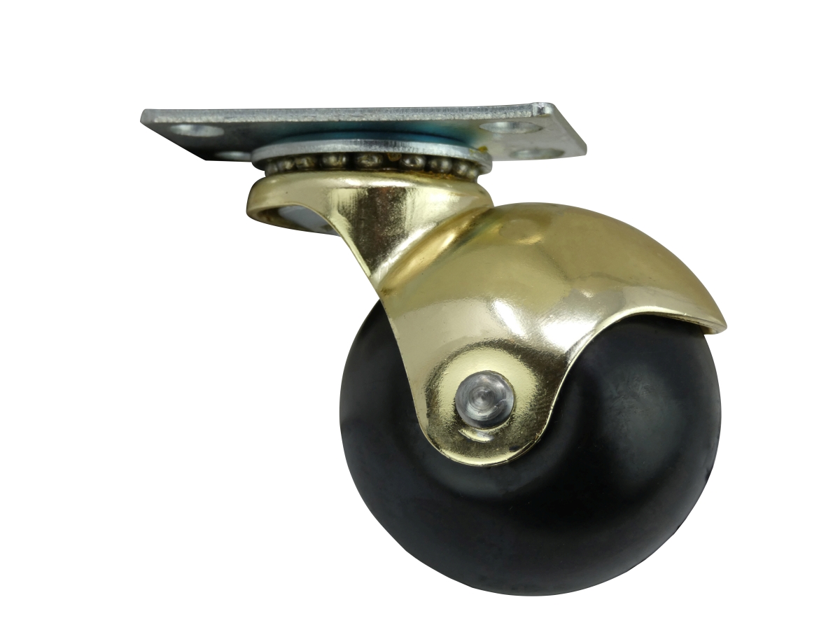 2-Inch Office Chair Plate Caster, Bright Brass, Hooded Ball, 2-Pack ...