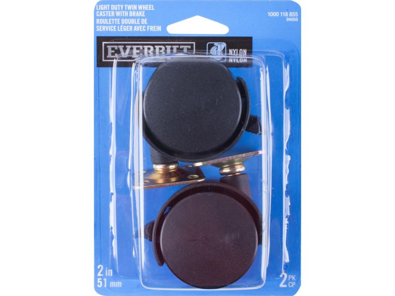 2-Inch Office Chair Plate Caster, Twin Wheel w/ Brake, 2-Pack ...