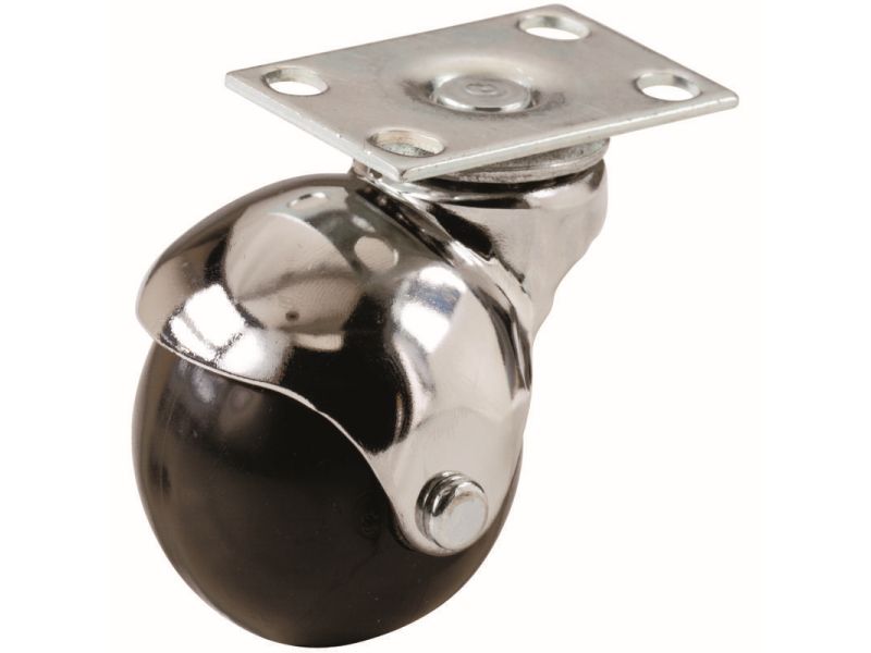 2-Inch Office Chair Plate Caster, Bright Chrome, Hooded Ball, 1-Pack ...