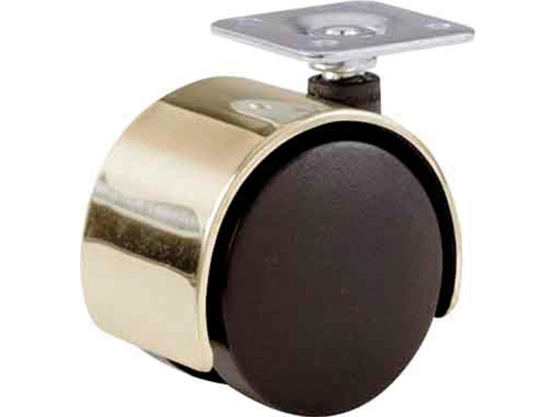 2-Inch Office Chair Plate Caster, Twin Wheel w/ Bright Brass Hood, 1 ...
